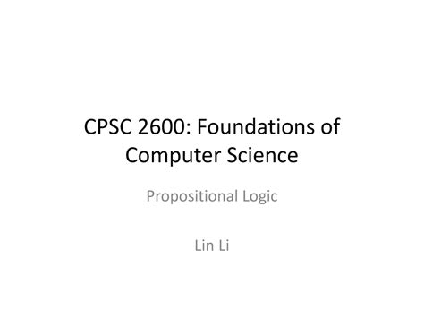 Cpsc2600 02 Part1 Cpsc 2600 Foundations Of Computer Science