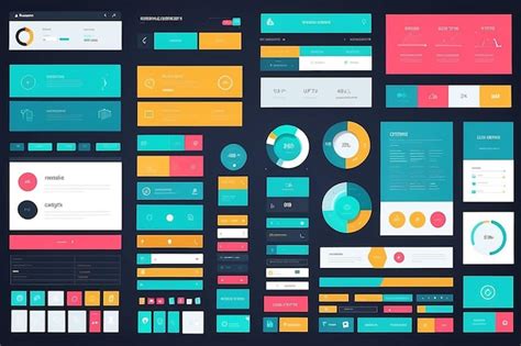 Premium Photo Flat Website Elements Ui Kits Vector Illustration