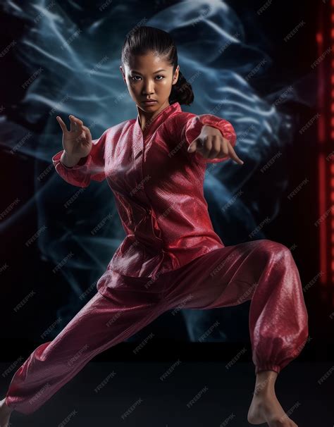 Premium Photo Image Of Dynamic Dramatic Scene Of Kung Fu Girl Generative Ai
