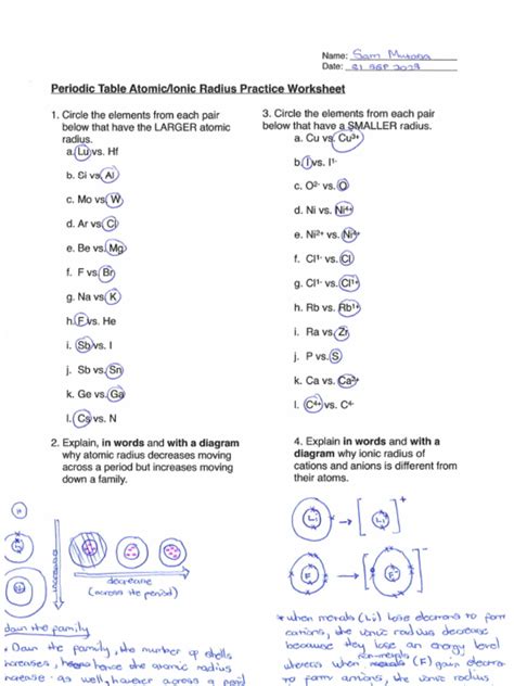 Atomic Radius Worksheet Pdf