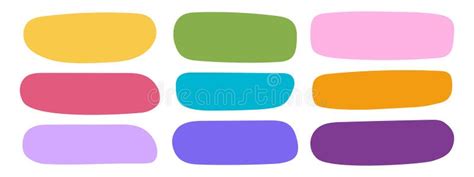 Set Of Cute Rectangular Textbox Shapes In Doodle Style Colorful Empty