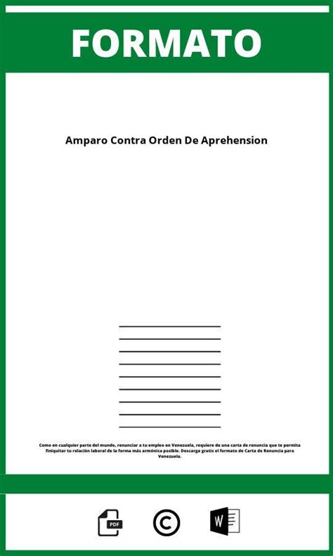 Formato De Amparo Contra Orden De Aprehensión 2026