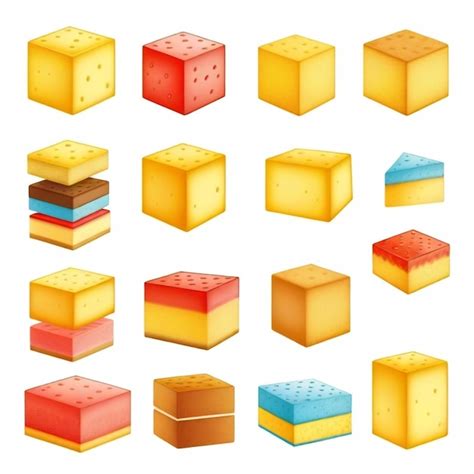 Sponge Vector Set White Background Isolated A High Quality Premium Ai Generated Vector