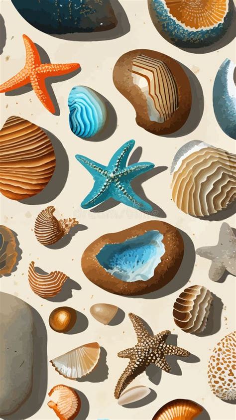 Paleontological Fossil Shell Marine Seafood Shellfish Illustration