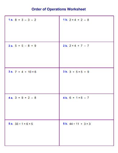 Free 34 Order Of Operations Worksheet Samples Word Pdf