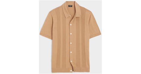 Todd Snyder Silk Cotton Ribbed Full Placket Polo In Natural For Men Lyst