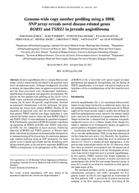 Pdf Genome Wide Copy Number Profiling Using A 100k Snp Array Reveals