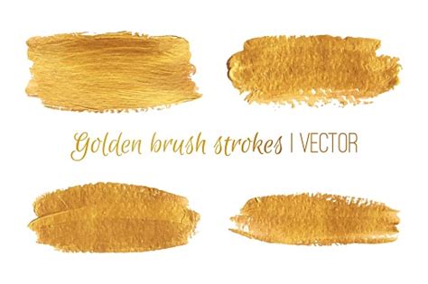황금 붓에 흰색 배경을 설정합니다 고급 스러운 스타일에 포스터 포장 벽지 디자인 인사말 카드에 대 한 격리 된 벡터 개체 그룹에 대한 스톡 벡터 아트 및 기타 이미지
