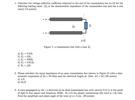 Solved 1 Calculate The Voltage Reflection Coefficient