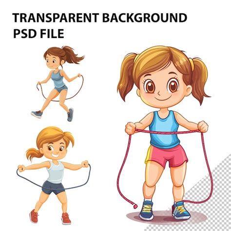 점프 로프 만화 터 일러스트 클리파트 색 배경 프리미엄 Ai 생성 Psd