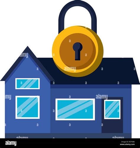 Smart Home Security Padlock White Background Vector Illustration Stock