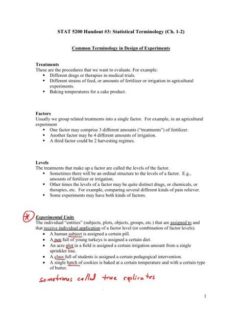 Stat 5200 Handout 3 Statistical Terminology Ch 1 2
