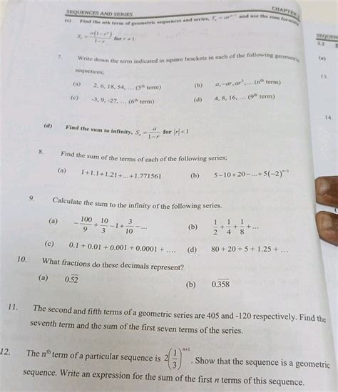SEQUENCES AND SERIES CHAPTEn C Find The Mth StudyX