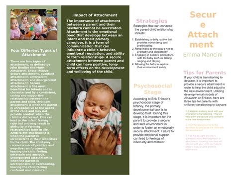 Secure Attachment Handout Four Different Types Of Attachment There Are Four Types Of