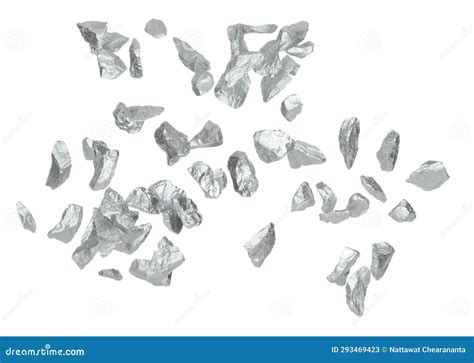 Silver Ore Nugget Fly Fall From Mining Float In Air Many Pieces Silver Nugget Ore Explosion