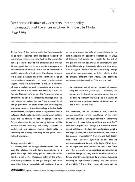 Pdf Reconceptualisation Of Architects Intentionality In Computational Form Generation A
