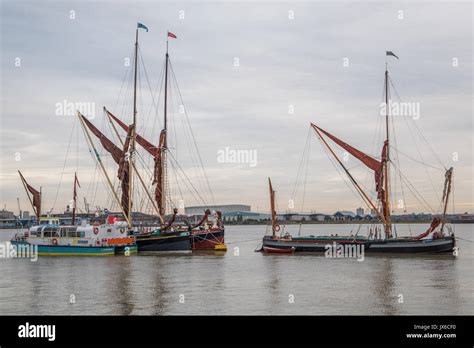 Historic Thames Sailing Barges And Other Ships Including Light Ships