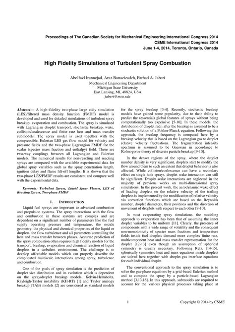 Pdf High Fidelity Simulations Of Turbulent Spray Combustion
