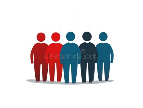 Stylized Figures In Red And Blue Colors Stand Together Representing Unity And Diversity In