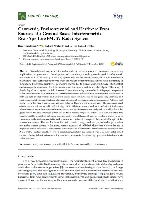 Pdf Remote Sensing Geometric Environmental And Hardware Error Sources Of A Ground Based