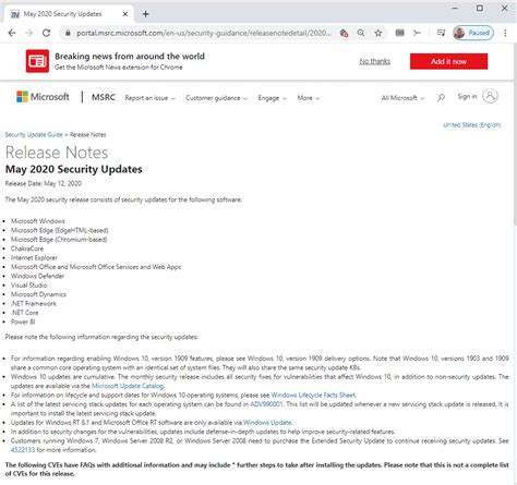 Microsoft Windows Security Updates May 2020 Overview Ghacks Tech News