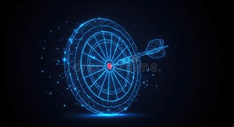 Smart Goal Setting Dart Hit The Center Of Dartboard Glowing Blue Low