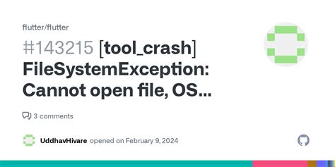Toolcrash Filesystemexception Cannot Open File Os Error The