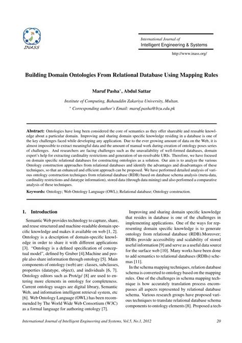 Pdf Building Domain Ontologies From Relational Database Using