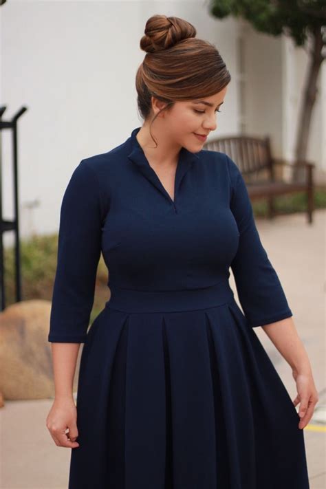 Modest Button Up Dresses For Workwear Conservative Navy Dress Navy