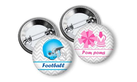 Gender Reveal Pins Football Or Pom Poms Gender Reveal Party Etsy