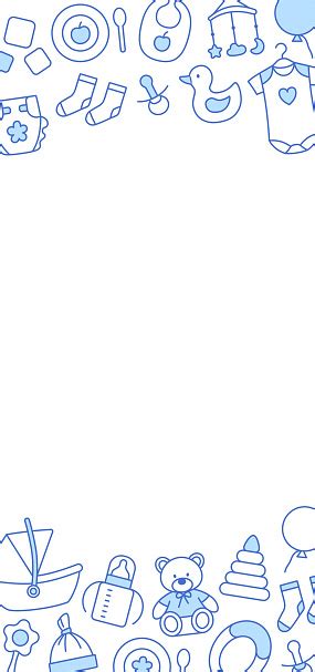 수직 베이비 샤워 라인 배너 또는 초대 카드 디자인 신생아 생일 요소와 아름다운 프레임 사랑스러운 장난감 풍선 의류 텍스트 공간 벡터 일러스트레이션으로 아기 배경 개요 0