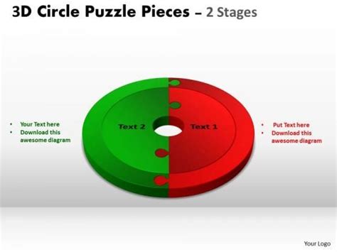 Strategic Management 3d Circle Puzzle Diagram 2 Stages Slide Layout