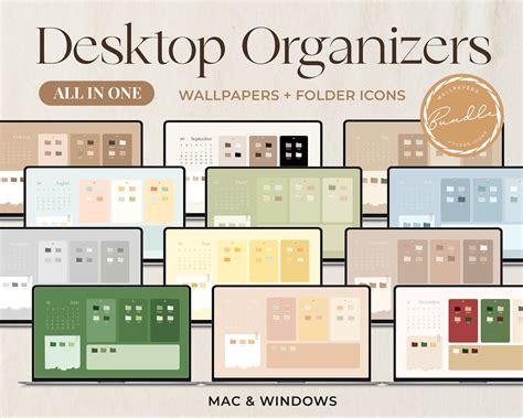Desktop Organizer Wallpapers Folder Icons Bundle For Mac Windows Aesthetic 2024 And 2025 Digital
