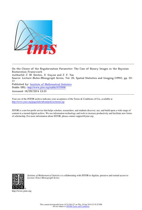 Pdf On The Choice Of The Regularization Parameter The Case Of Binary Images In The Bayesian