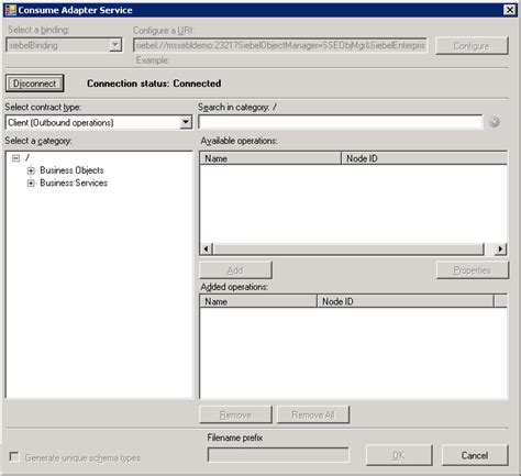 Connect To The Siebel System In Visual Studio Using Add Adapter Metadata Wizard BizTalk Server