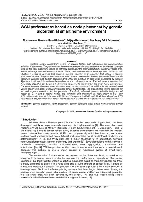 Pdf Wsn Performance Based On Node Placement By Genetic Algorithm At