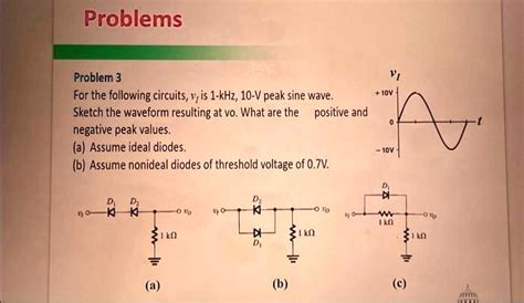 Problem 3 For The Following Circuit The Input Is A 1 Khz 10 V Peak Sine Wave Sketch The Waveform