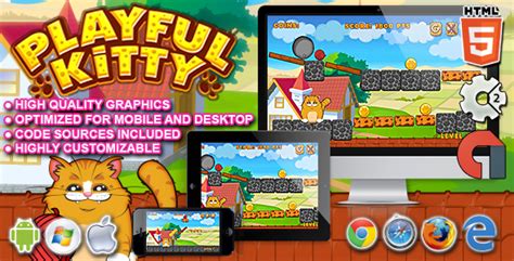 playful kitty html5 construct 2 game by codethislab codecanyon