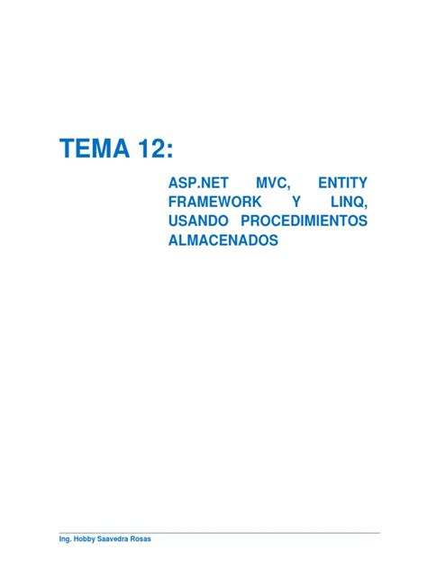 Mvc Entity Framework Y Linq Usando Procedimientos Almacenados Pdf