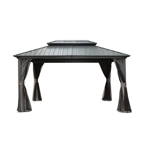 Boosicavelly 10 Ft X 12 Ft Outdoor Gray Aluminum Hardtop Gazebo With