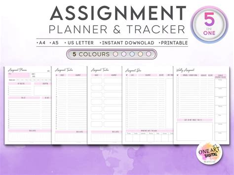 Assignment Tracker Editable And Printable Pdf Assignment Planner