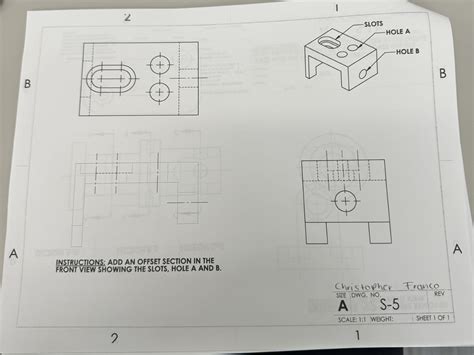 Solved Add An Offset Section In The Front View Showing The