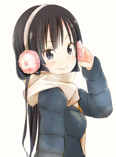 Safebooru 1girl Akiyama Mio Black Eyes Black Hair Earmuffs Hand On