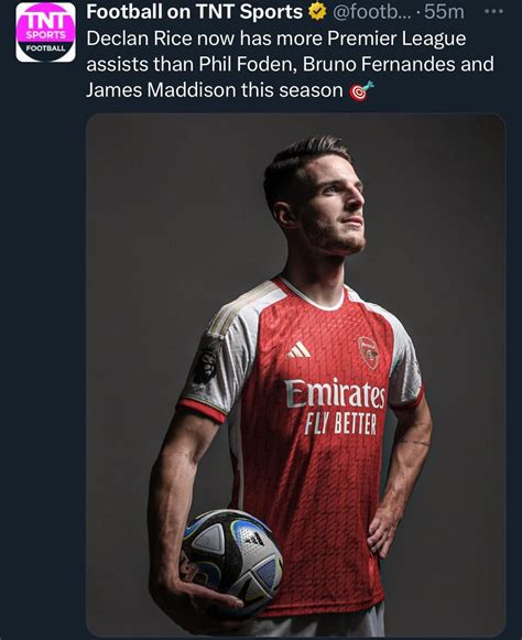 Declan Rice Now Has More Premier League Assists Than Phil Foden Bruno Fernandes And James