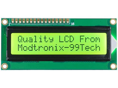 LCD 2x16 Character Module Black On Yellow Green 3 3V 99Tech