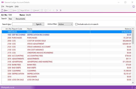 Exo Business Help General Ledger Master