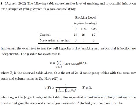 Self Study Sequential Importance Sampling For Multi Way Contingency Table Cross Validated