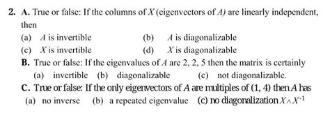 solved a true or false if the columns of x eigenvectors