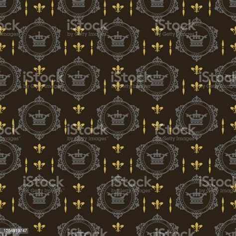 로얄 배경 패턴 블랙 그레이 골드 컬러 원활한 패턴 벽지 텍스처 벡터 배경 이미지 0명에 대한 스톡 벡터 아트 및 기타 이미지 Istock
