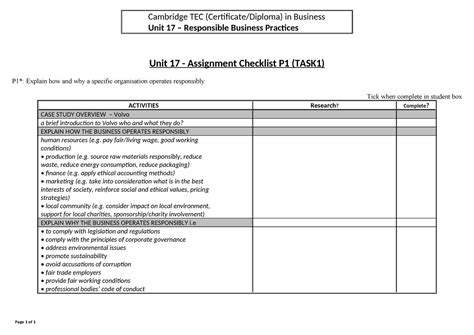 Tirle The In The Asd Thas As Unit 17 Assignment Checklist P1 Task1